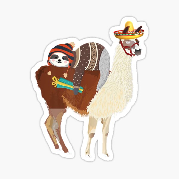 "Sloth Riding Llama Mexican Fiessta Cute Cinco De Mayo" Sticker for ...