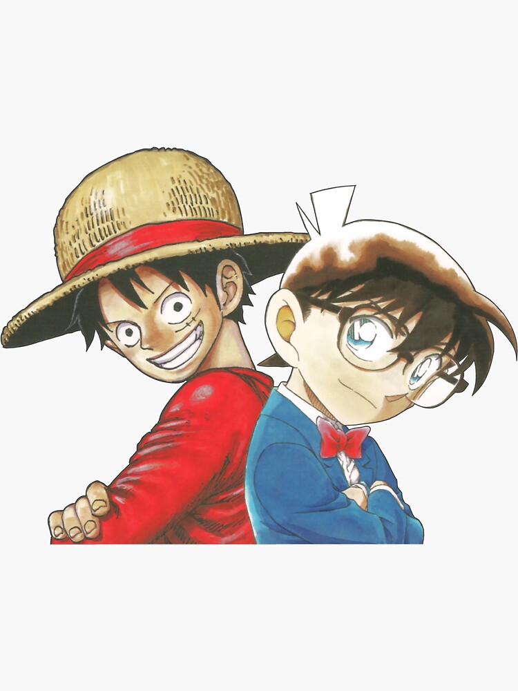 "Detective Conan/One Piece Edit - Conan and Luffy!" Sticker for Sale by ...