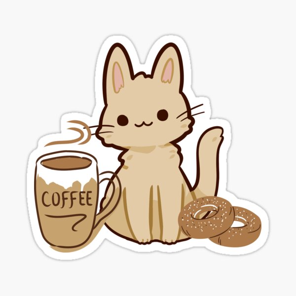 "Coffee Cat" Sticker for Sale by leftyconceptops | Redbubble