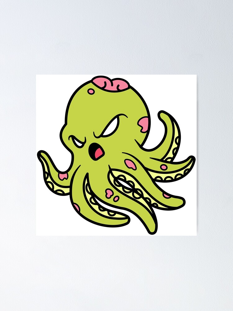 "Funny Zombie Octopus Japanese Kaiju Monster" Poster for Sale by ...
