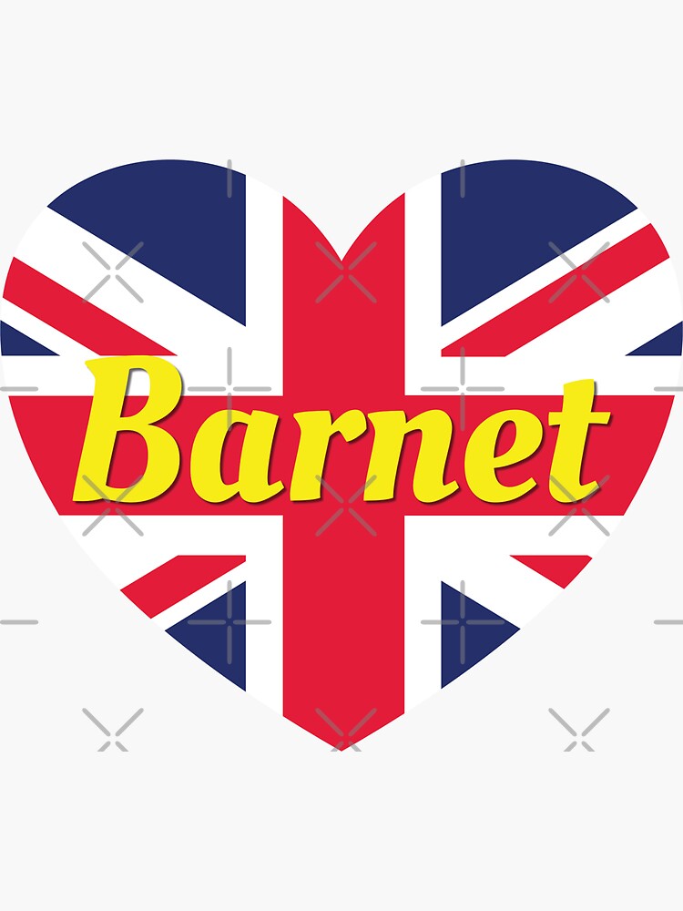 "Barnet England UK British Flag Heart - White Background" Sticker for ...