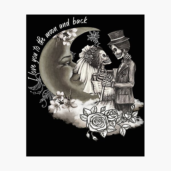 Lámina fotográfica «Skull Lover Skeleton Te amo hasta la luna y los ...