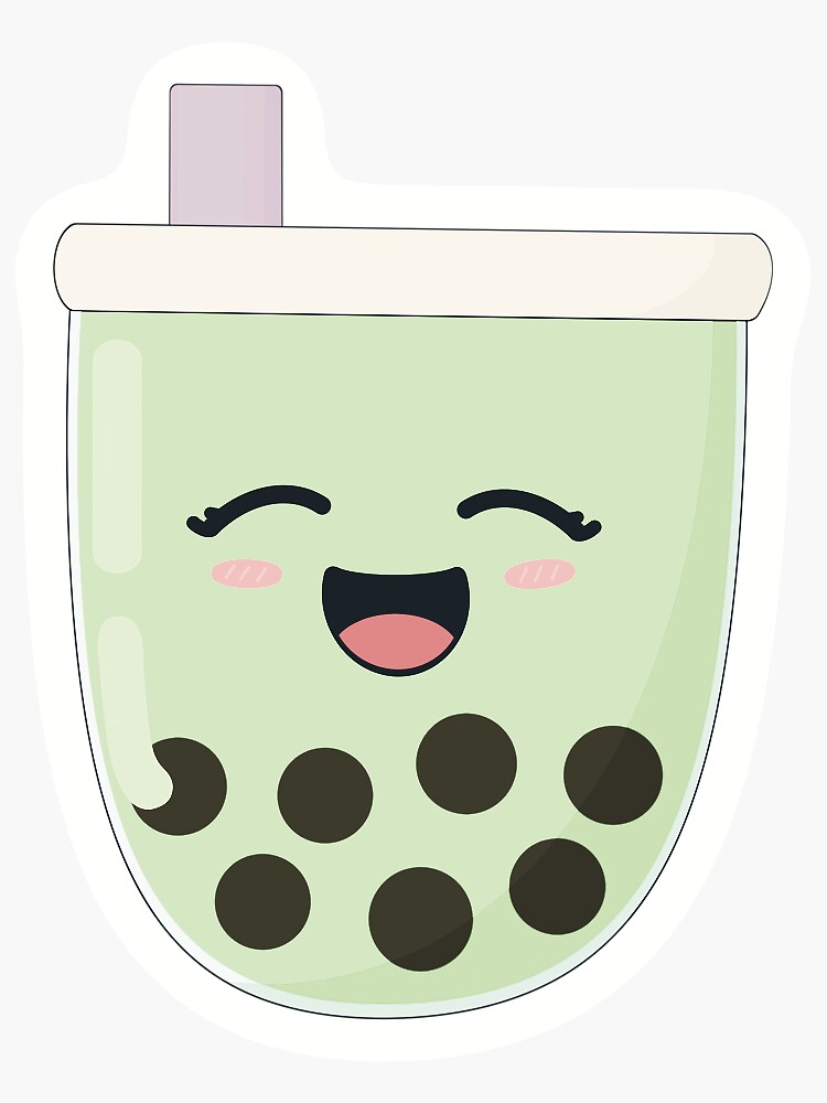 "Matcha Boba Milk Tea" Sticker for Sale by vaque- | Redbubble