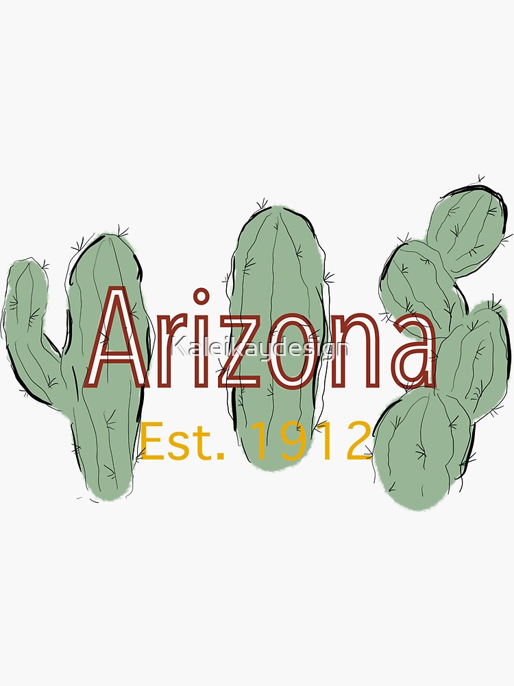 "Arizona established 1912, vintage Arizona with colored cacti " Sticker ...