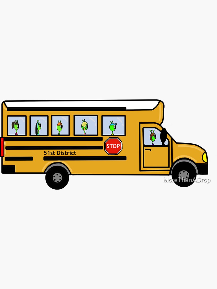 "Aliens on a School Bus" Sticker for Sale by MoreThanADrop | Redbubble