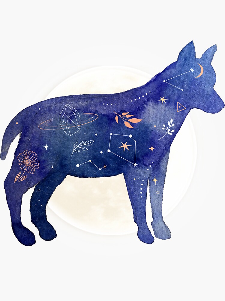 "Zodiac wolf & moon" Sticker for Sale by Benb2567 | Redbubble