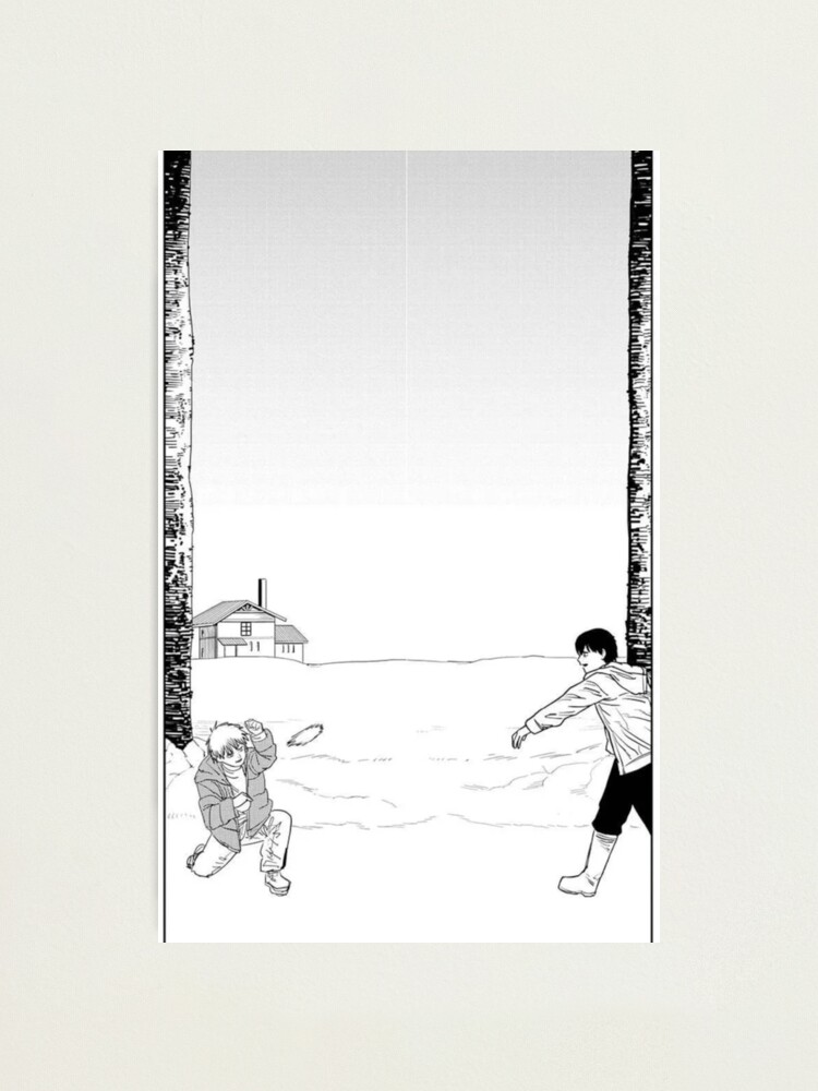 "Chainsaw Man Denji and Aki snowball fight" Photographic Print for Sale ...