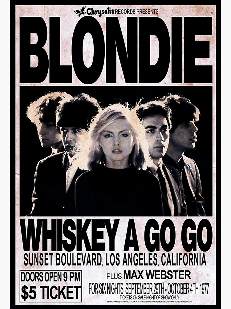 "Blondie - 1977 Whiskey A Go Go Early Concert Poster" Sticker for Sale ...