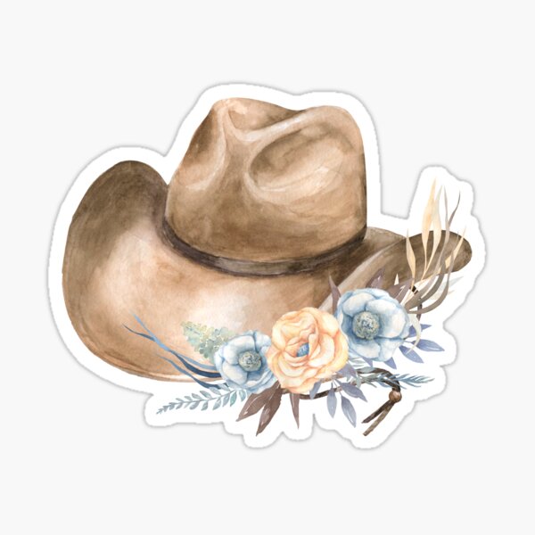 "Western Hat and Flowers Vintage Country Style " Sticker for Sale by ...