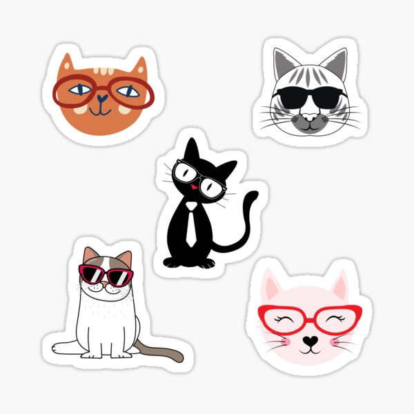 "Cute cats with glasses" Sticker for Sale by darshants | Redbubble
