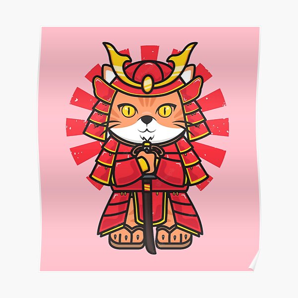"Japanese Samurai Cat Warrior Anime" Poster for Sale by Bellla-m ...