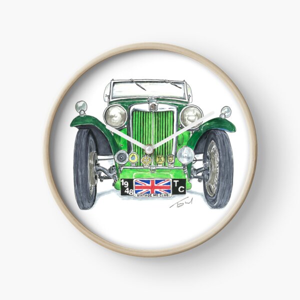 "1948 MG TC" Clock for Sale by WheelsinArt | Redbubble