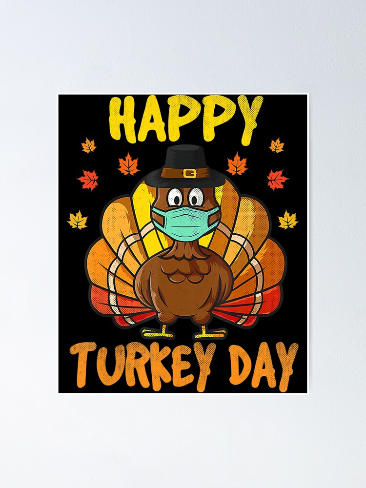 Póster «Feliz día del pavo acción de gracias pavo enmascarado otoño ...
