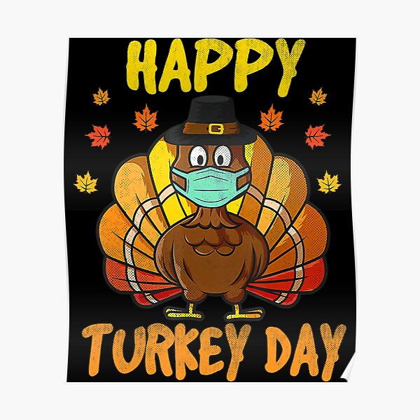 Póster «Feliz día del pavo acción de gracias pavo enmascarado otoño ...