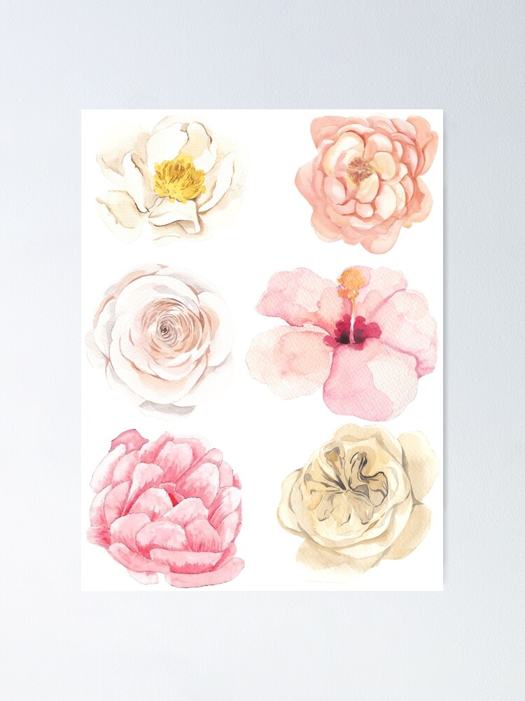 "Pastel Watercolor Flowers" Poster for Sale by AsinusAS | Redbubble
