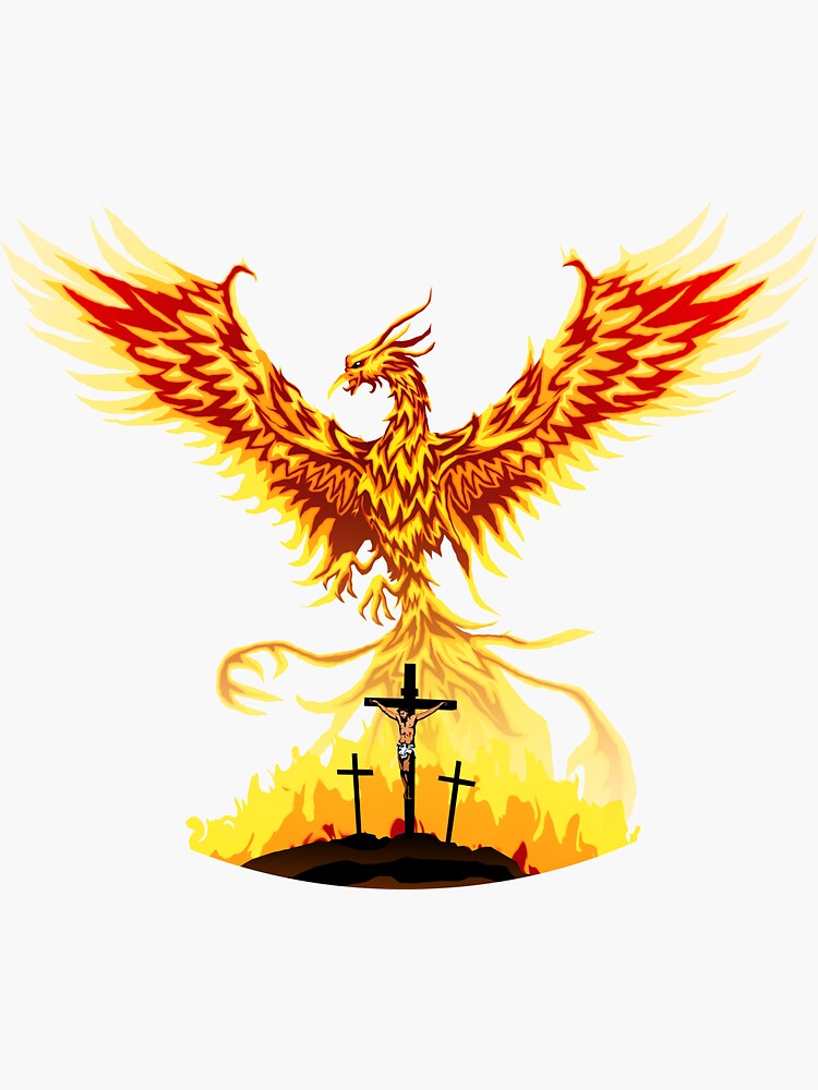"Jesus Phoenix" Sticker by Qspark | Redbubble