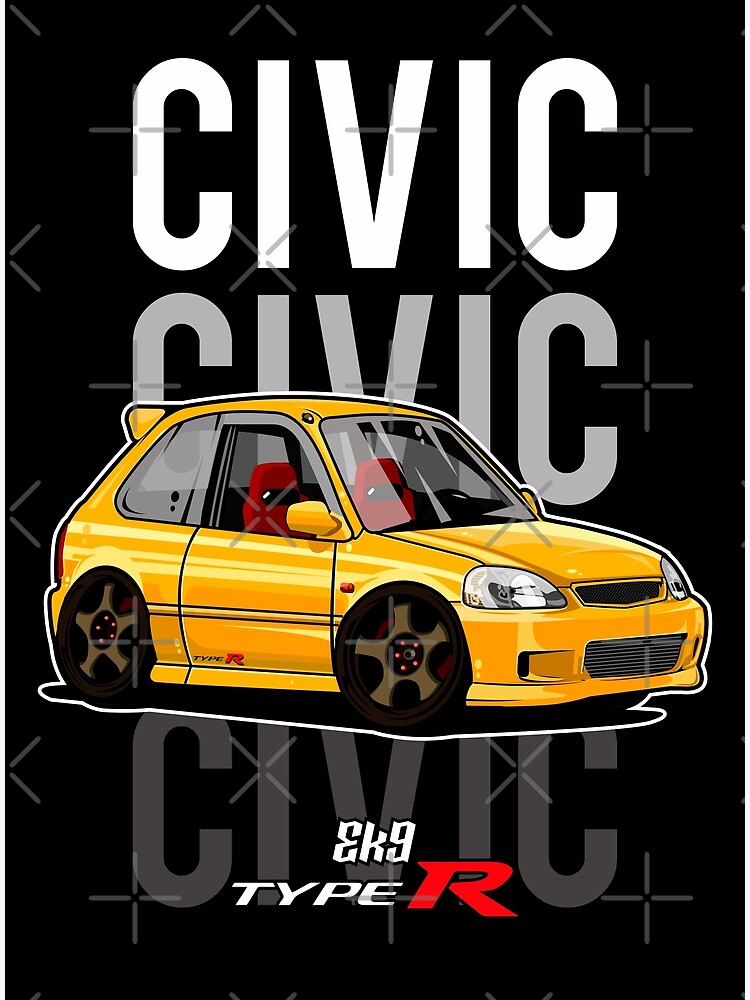 Lámina fotográfica «Civic EK9 Type R Car Tooned Vector Cartoon - Estilo ...