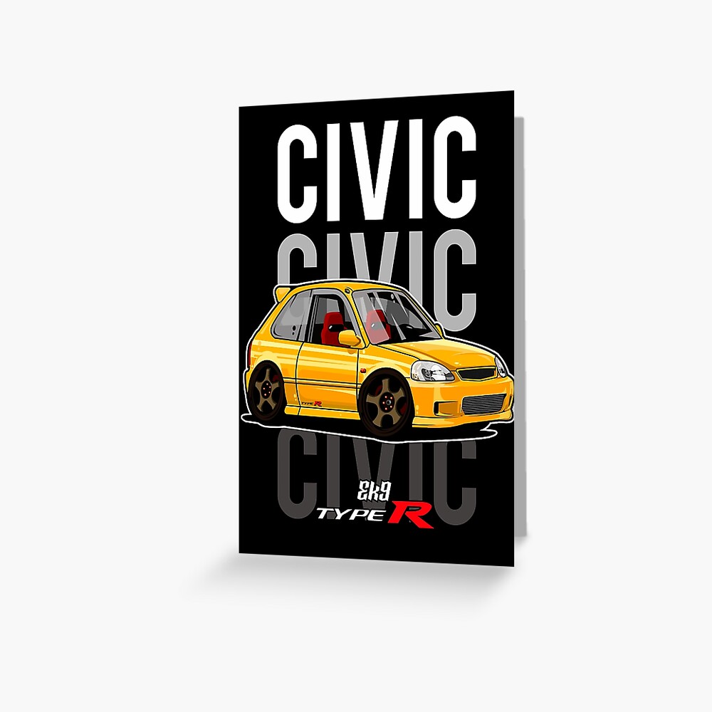 "Civic EK9 Type R Car Tooned Vector Cartoon - Caricature style ...