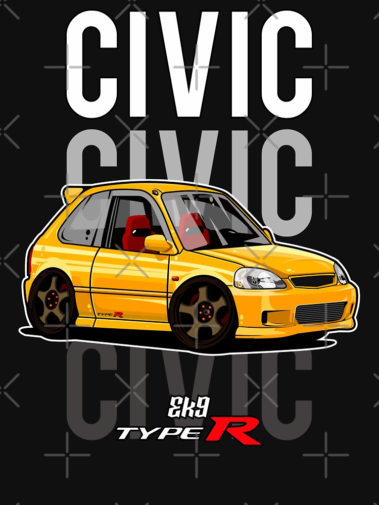 "Civic EK9 Type R Car Tooned Vector Cartoon - Caricature style" T-shirt ...