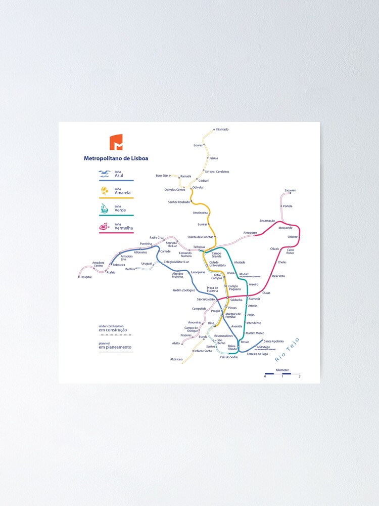 "Lisbon Metro Map" Poster for Sale by UnderOneSky | Redbubble