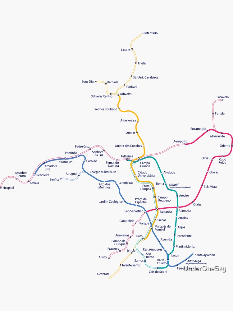 "Lisbon Metro Map" Sticker for Sale by UnderOneSky | Redbubble