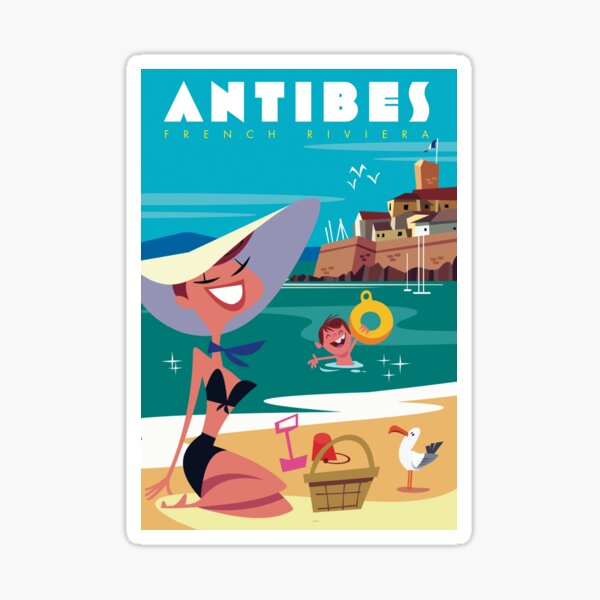 "Antibes poster" Sticker for Sale by GAGodel | Redbubble