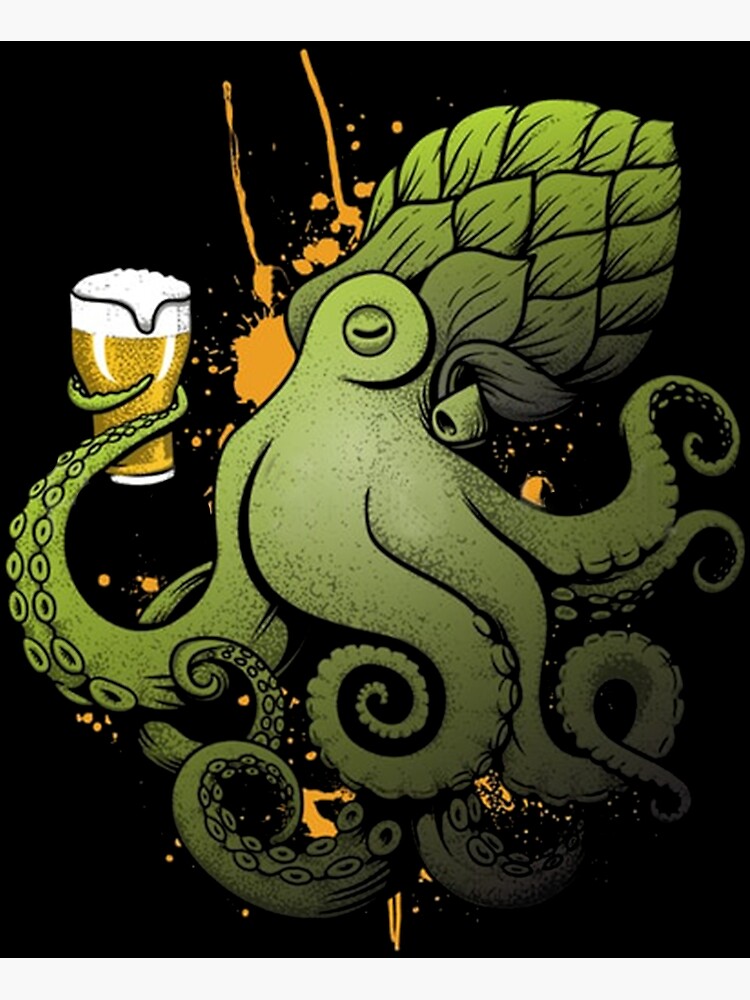 "HOPTOPUS-THE BEER DRINKING OCTOPUS" Poster for Sale by matsudamiki ...