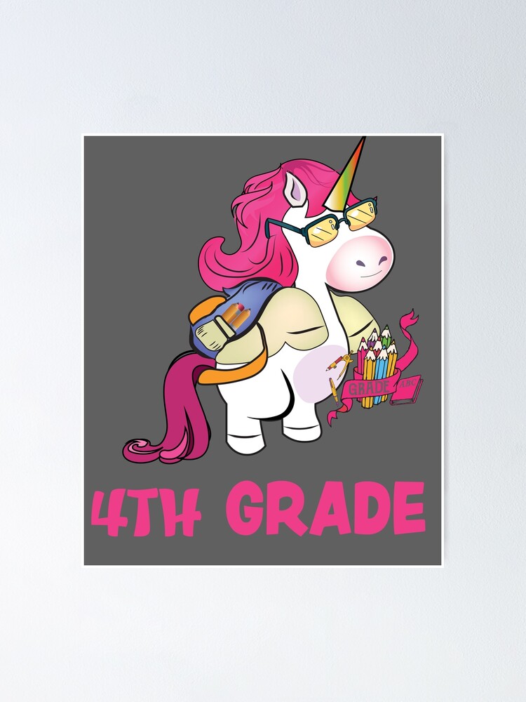 Poster « Licorne graphique drôle de retour à l'école 4e année », par ...