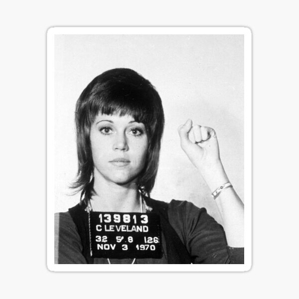 "Jane Fonda mugshot" Sticker for Sale by Justinkahlo | Redbubble