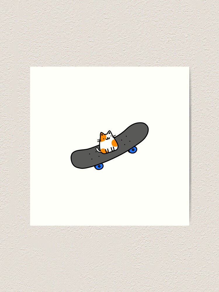 "Cute Cat on a Skateboard | Skater Cat Doodle" Art Print for Sale by ...