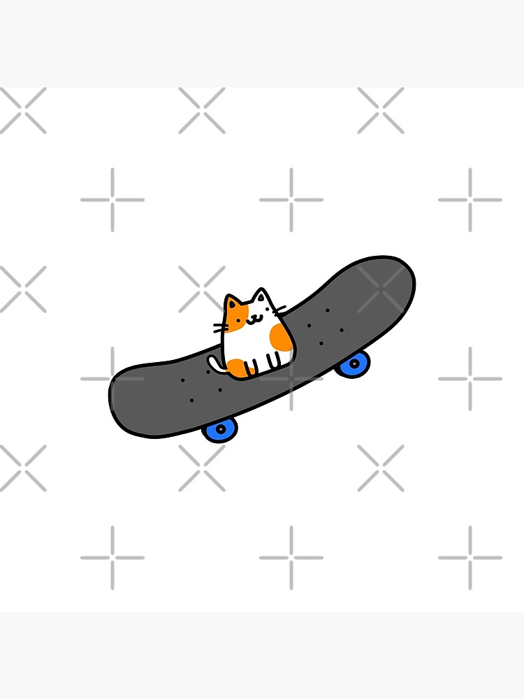 "Cute Cat on a Skateboard | Skater Cat Doodle" Art Print for Sale by ...