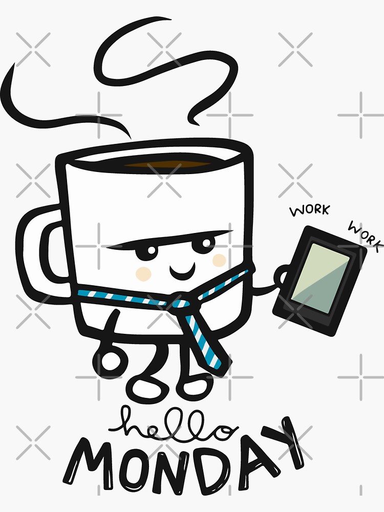 "Hello Monday Office" Sticker for Sale by VolcanoStock | Redbubble
