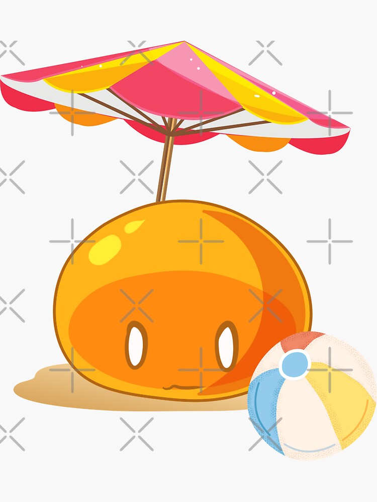 "Kawaii Orange Slime on Beach | Summer Emote" Sticker for Sale by ...