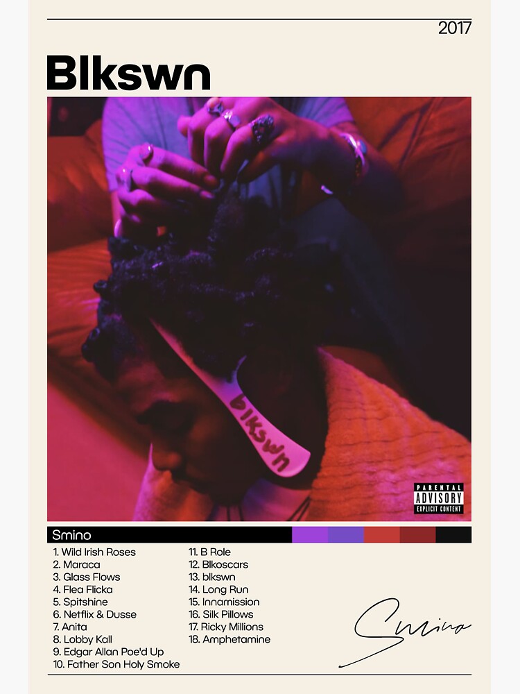 "Blkswn Smino ALBUM COVER POSTER" Sticker for Sale by SaliPrintableCo ...