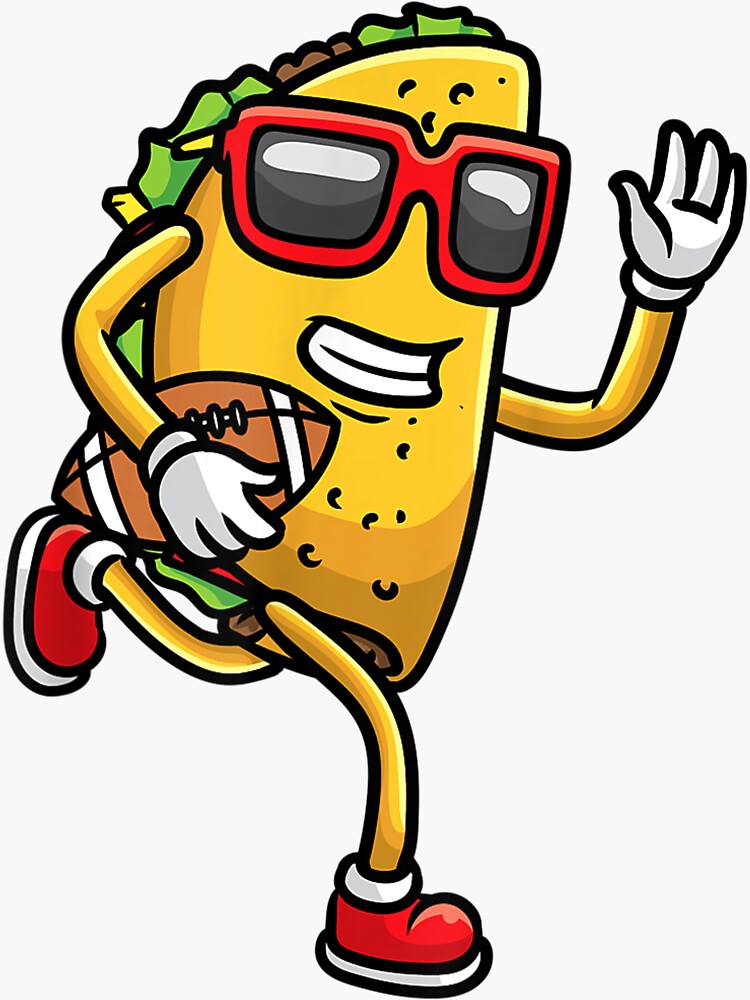 "Taco Playing Football Mexican Cinco De Mayo Kids Men" Sticker for Sale ...