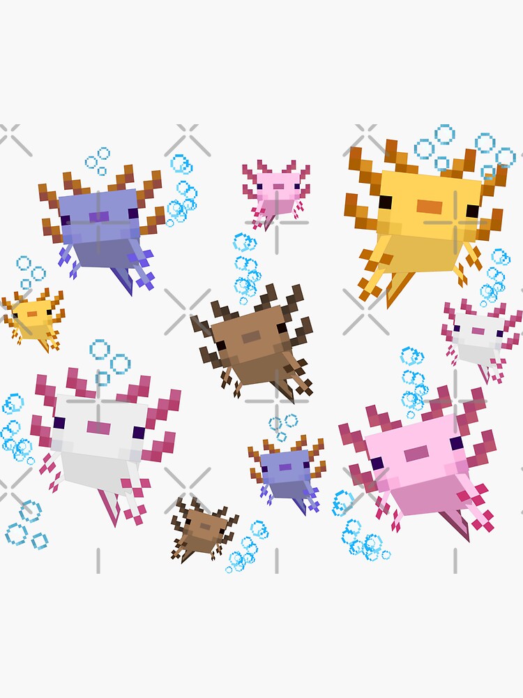 "Swimming Minecraft Axolotls - no background" Sticker for Sale by ...