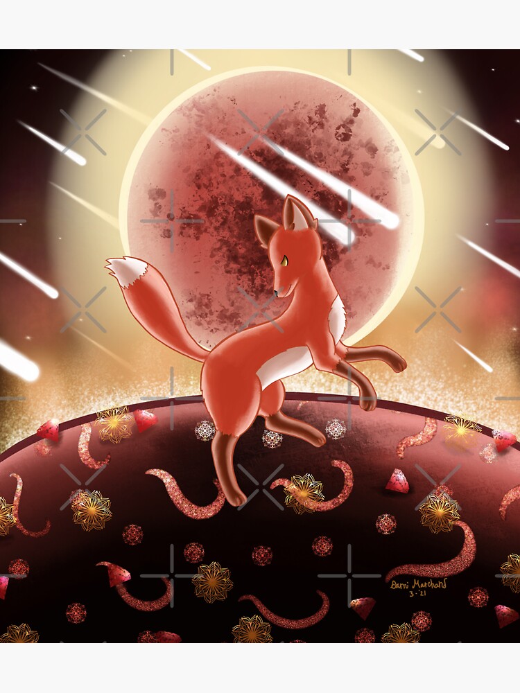 "Red Moon Fox" Sticker for Sale by DancingFoxArt | Redbubble
