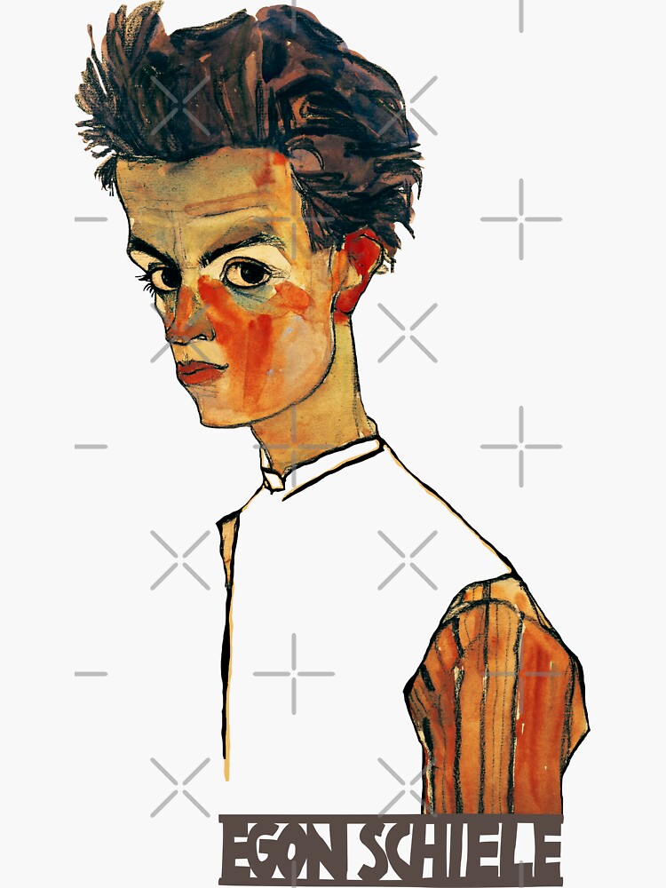 "Egon Schiele Self-Portrait" Sticker for Sale by ArtOfSilentium | Redbubble