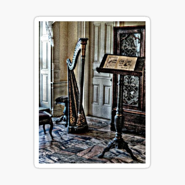 "Victorian Harp, Music Room, Lambert Castle, Paterson NJ USA" Sticker ...