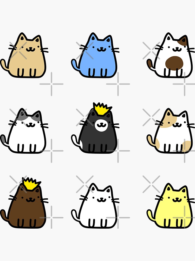"9 Separate Cute Cat Doodles in a Pack | Cute Cat Doodle Sticker 9 Pack ...