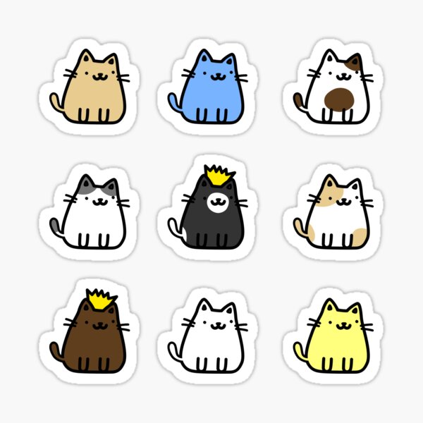 "9 Separate Cute Cat Doodles in a Pack | Cute Cat Doodle Sticker 9 Pack ...