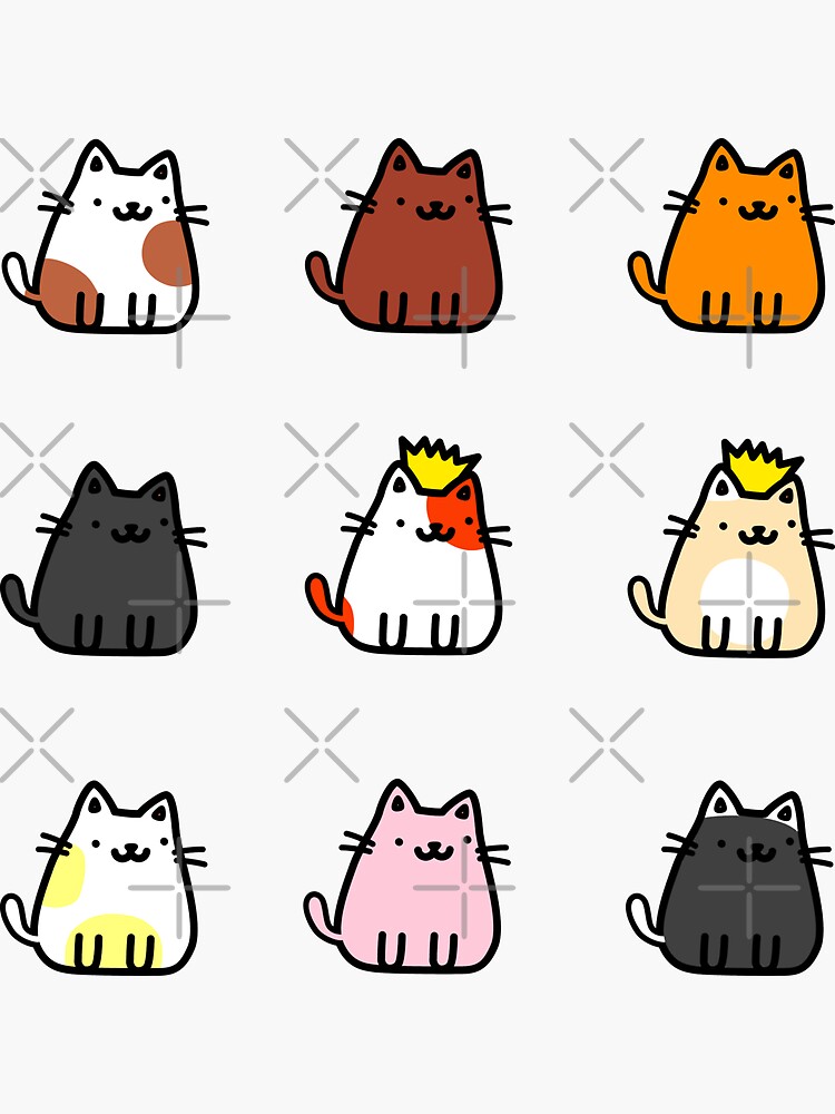 "9 Separate Cute Cat Doodles in a Pack | Cute Cat Doodle Sticker 9 Pack ...