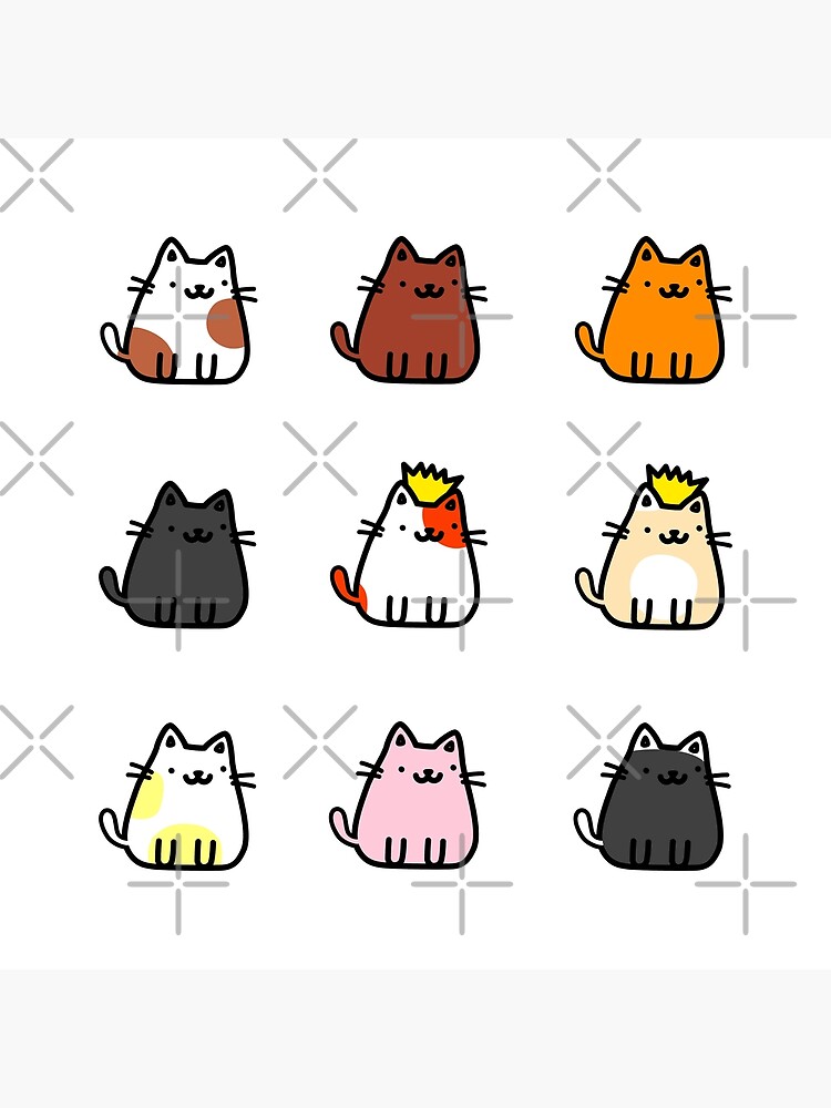 "9 Separate Cute Cat Doodles in a Pack | Cute Cat Doodle Sticker 9 Pack ...