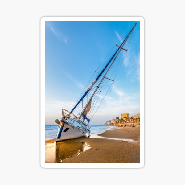 "Beached Yacht " Sticker for Sale by RalphGoldsmith | Redbubble