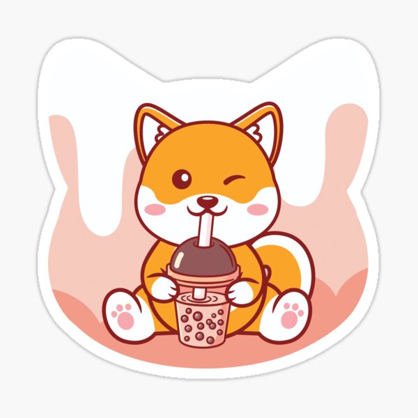 "Shiba Boba Tea Bubble Tea Anime Kawaii Inu" Sticker for Sale by ...