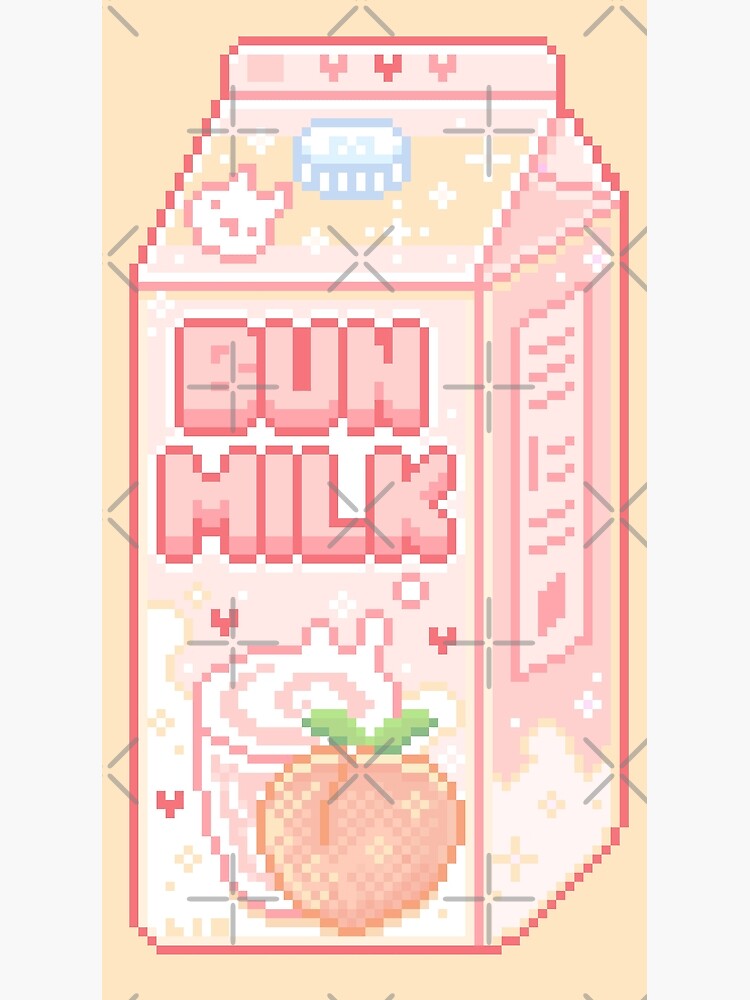 cute pink pixel peach bun milk carton ♡" Poster for Sale by milk-bun ...