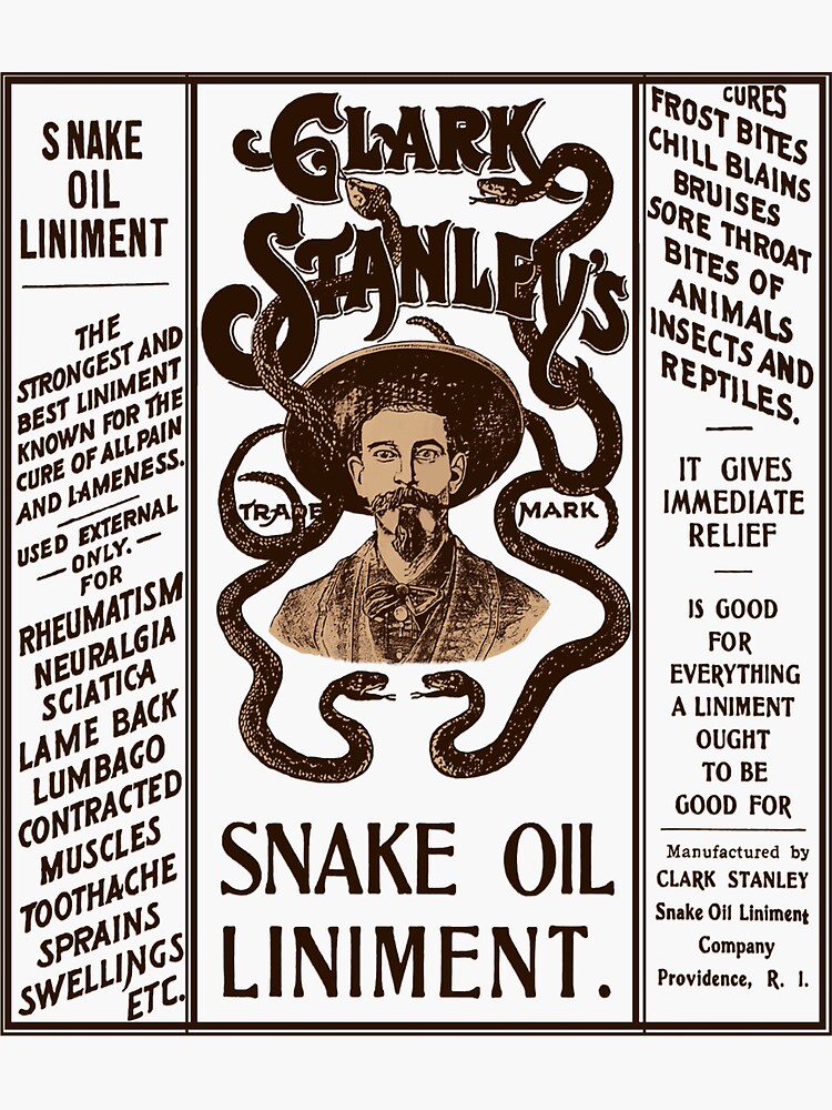 "Snake Oil." Sticker for Sale by theheadshed | Redbubble