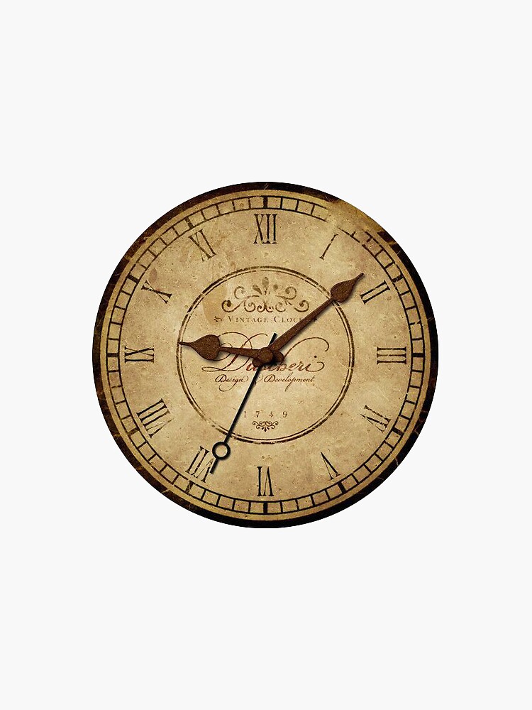 "vintage clock" Sticker for Sale by monameanshope | Redbubble
