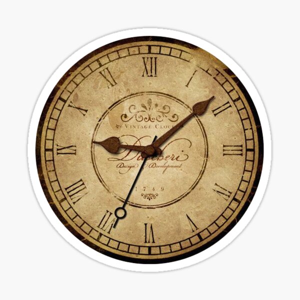 "vintage clock" Sticker for Sale by monameanshope | Redbubble