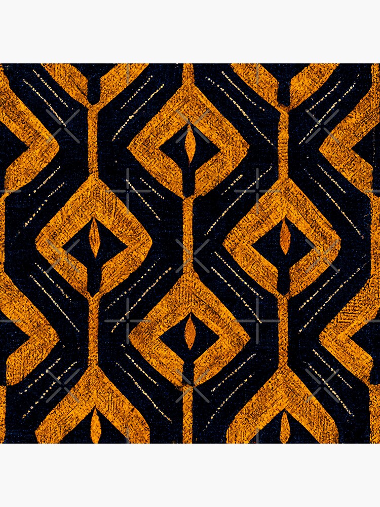 "Black and Gold African Pattern on Fabric" Sticker for Sale by ...